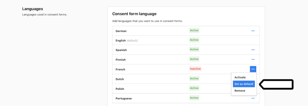 Add languages to your consent form | Piwik PRO help center