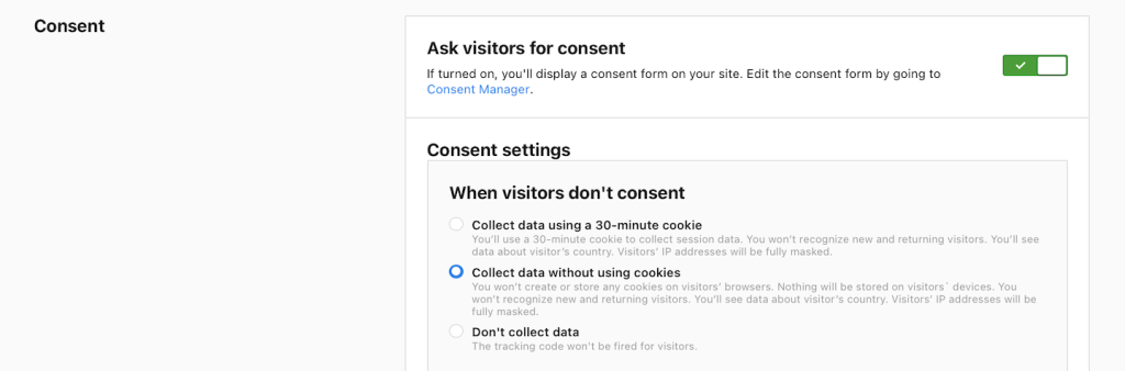 Turn on or off the consent form on your site | Piwik PRO help center