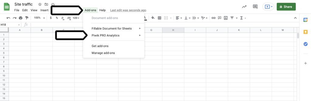 Google Sheets integration | Piwik PRO help center
